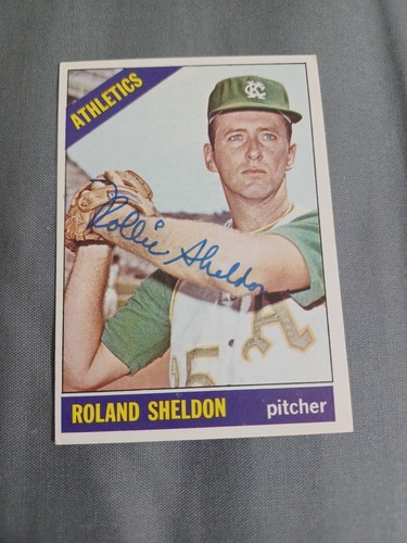ROLAND SHELDON 1966 Topps # 18 autographed signed card K.C. ATHLETICS ...