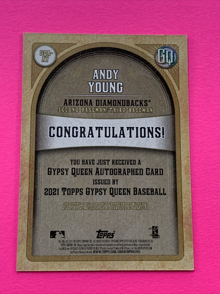 2021 Topps Gypsy Queen Andy Young Rookie On Card Auto #GQA-AY ARI D ...