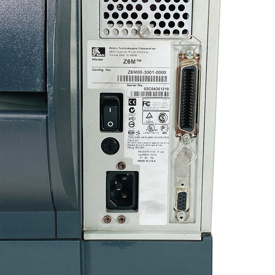 Zebra Z6M Plus Z6M00-3001-0000 Thermal Transfer Label Printer 300 dpi ...