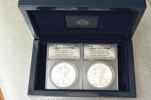 2013-W Silver Eagle 2 Coin Set ANACS EU70&RP70 Reverse/Enhanced - First ...