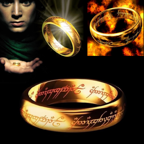 LORD OF THE RINGS HOBBIT GOLD PLATED Stainless Steel MENS BAND RING ...