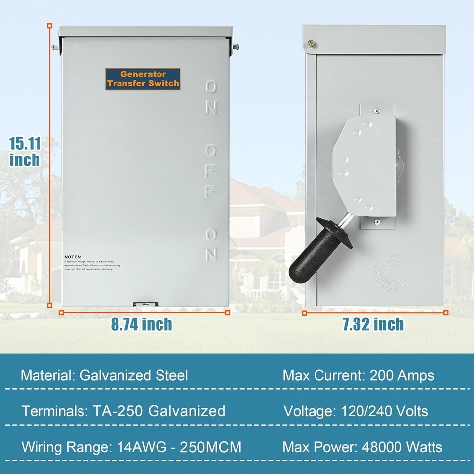 200 Amp Generator Transfer Switch Manual Transfer Switch Upgraded 200A ...