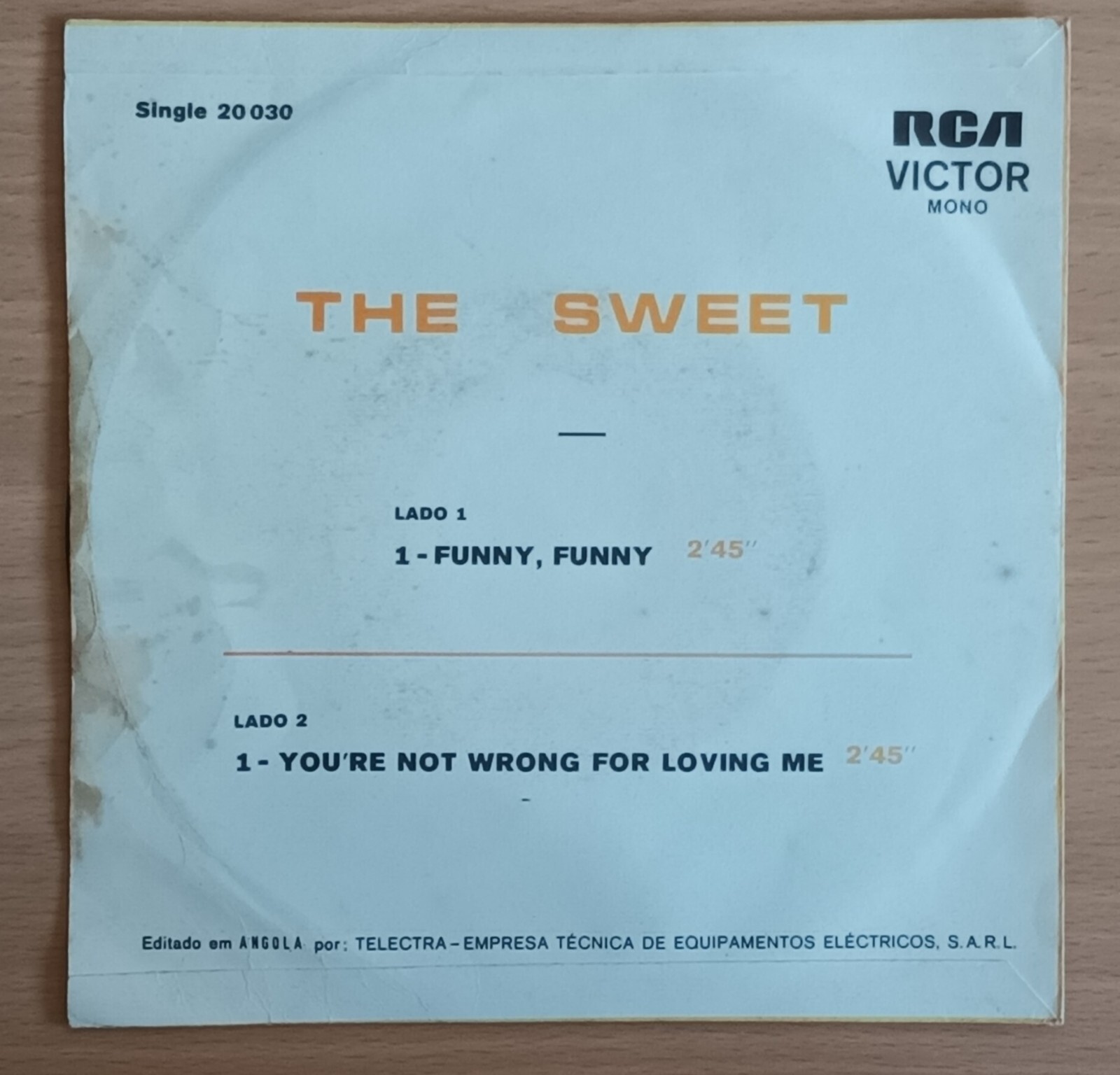THE SWEET Funny Funny 7/45 MADE IN ANGOLA '71 Glam Rock RCA T-Rex Slade ...
