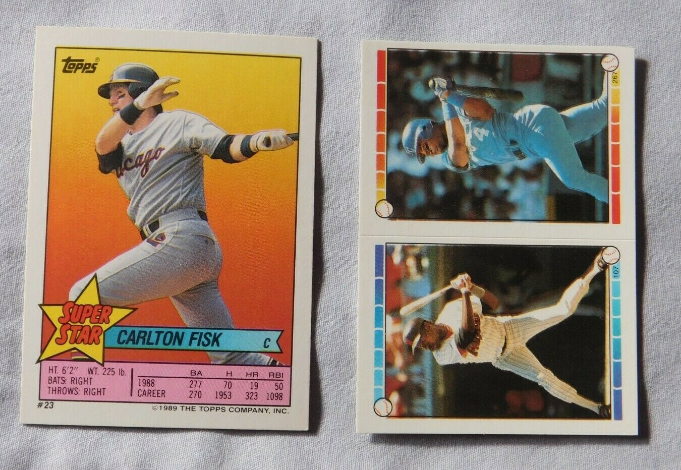 1989 Topps Super Star Sticker #23 Carlton Fisk #107 #267 sticker on ...