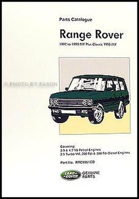 Range Rover Parts Book 1995 1994 1993 1992 Illustrated Catalog with ...
