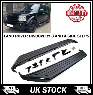SIDE STEPS RUNNING BOARDS ALL BLACK STEALTH FOR LAND ROVER DISCOVERY 3 ...