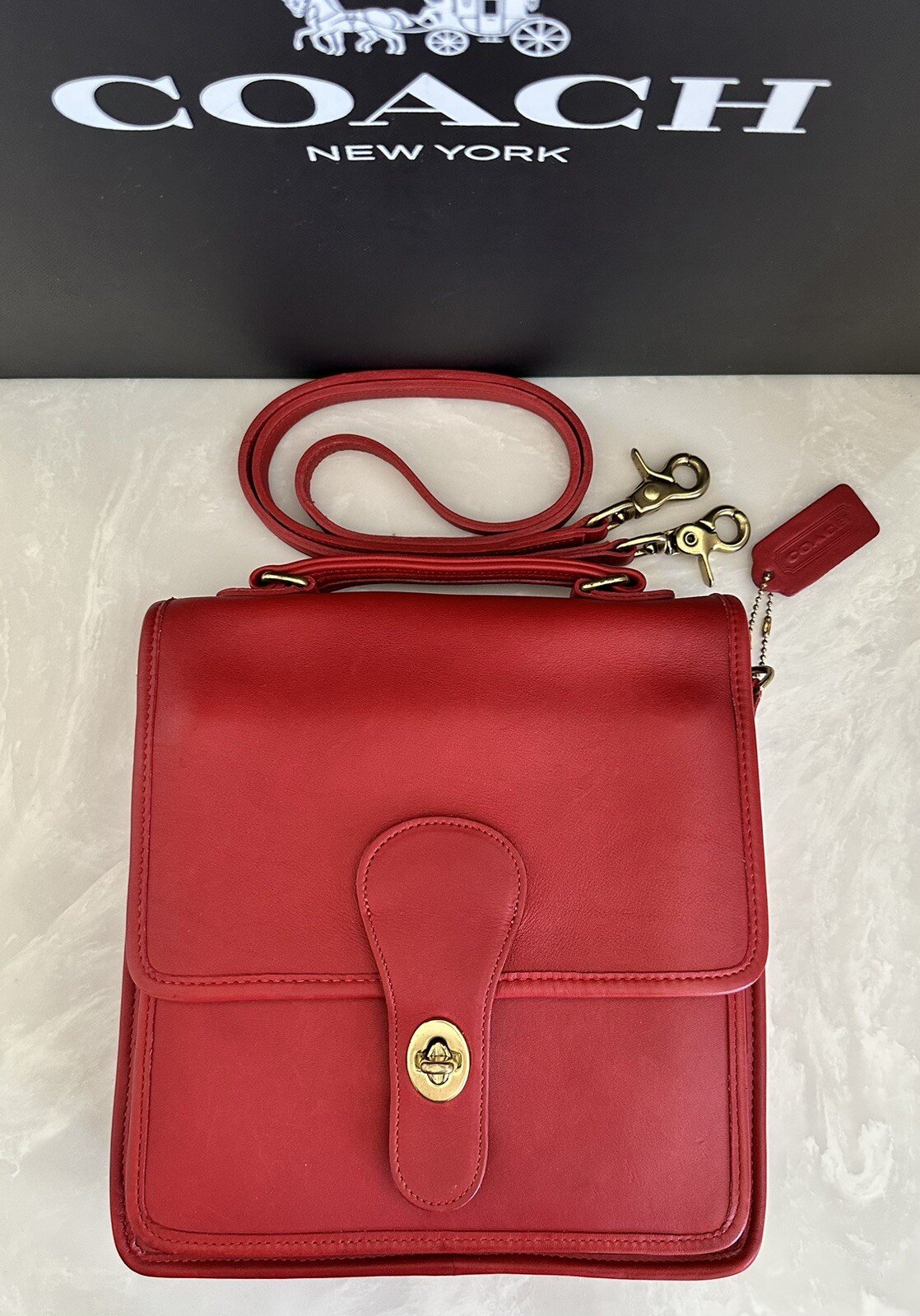 COACH VNTAGE STATION RED CROSSBODY SATCHEL BAG USA 51… - Gem