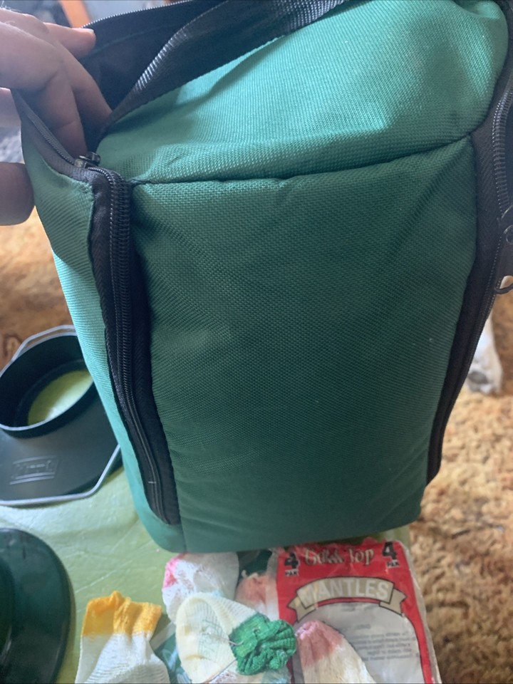 Vintage Coleman Lantern Green Soft Zipper Case Mantles Top Hat Bail Nut ...