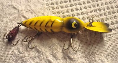 Vintage Fishing Lure, Yellow With Black Stripes | eBay