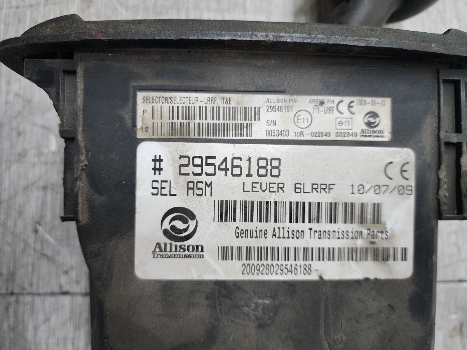 Allison Transmission Shifter Part # 29546191, 10R-022849, Arens P/N 111 ...