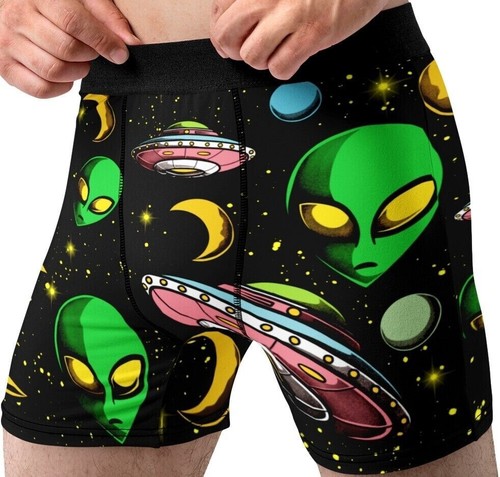 Alien Underwear Mens Medium 32-34 Galaxy UFO Stars Fun Novelty Boxer ...