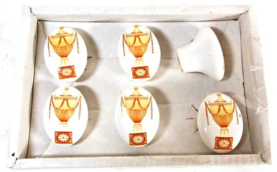 Greek Urn Decorative Knob,6x,White,Gold Greek Urn,Ceramic,Oval, Screw,1 ...
