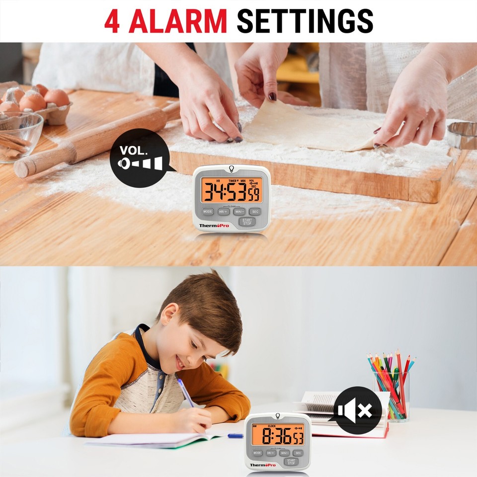 Large LCD Digital Kitchen Cooking Timer Count-Down Up Clock Loud Alarm ...