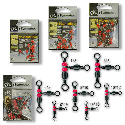 3 Way Triple Barrel Swivels Sea Fishing Tackle Paternoster Rig Link ...