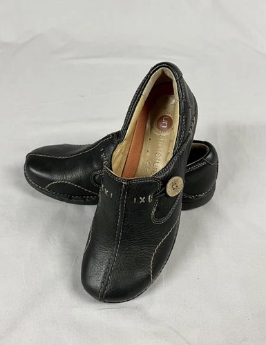 Clarks Structured Womens Mary Jane Shoes Black Leather Buckle ...