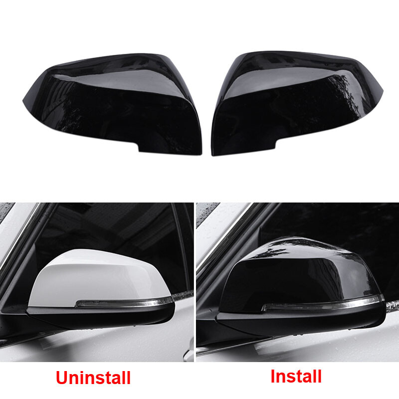 Gloss Black Side Mirror Cover Caps Overlay fit For BMW 3 Series F30 F32 ...
