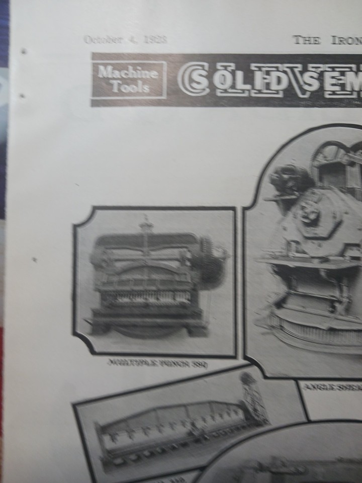 1923 Print Picture Ad CLEVELAND PUNCH & SHEAR WORKS Bending Roll ...