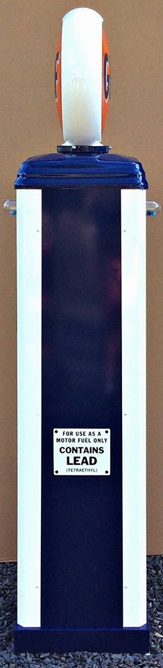 NEW GULF REPRODUCTION GAS PUMP - ANTIQUE OIL REPLICA (WHITE & BLUE ...