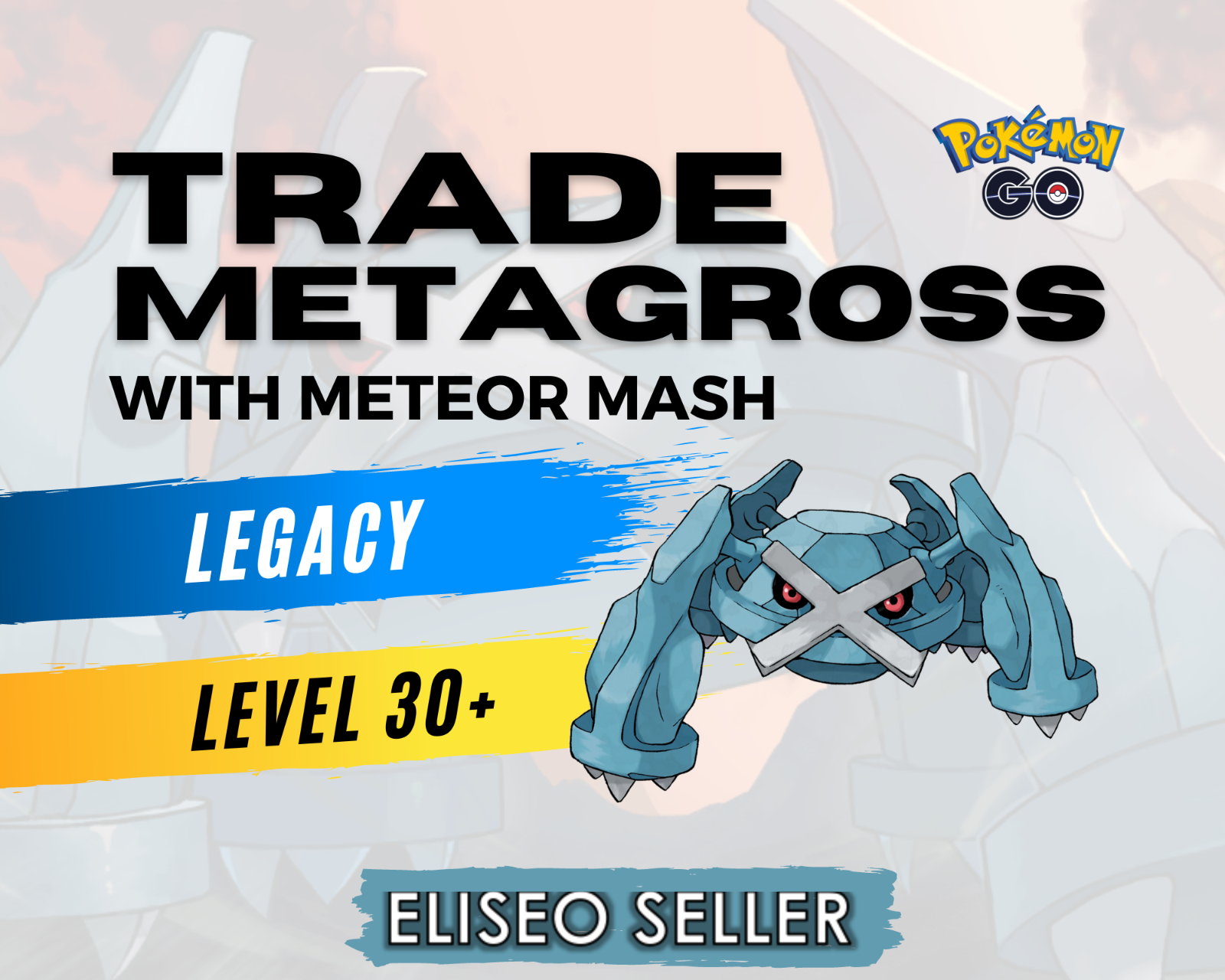 Pokemon Metagross Legacy GO - Meteor Mash 2800CP+ | eBay