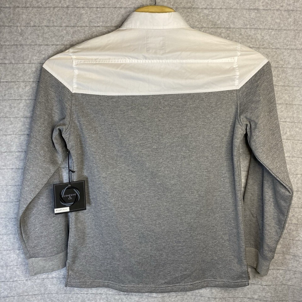 Cohesive & Co Men’s Large Sever Long Sleeve Polo Shirt Gray White ...