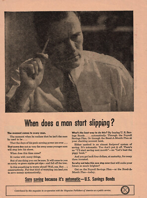 1948 U. S. Savings Bonds Vintage Print Ad - When Does A Man Start ...