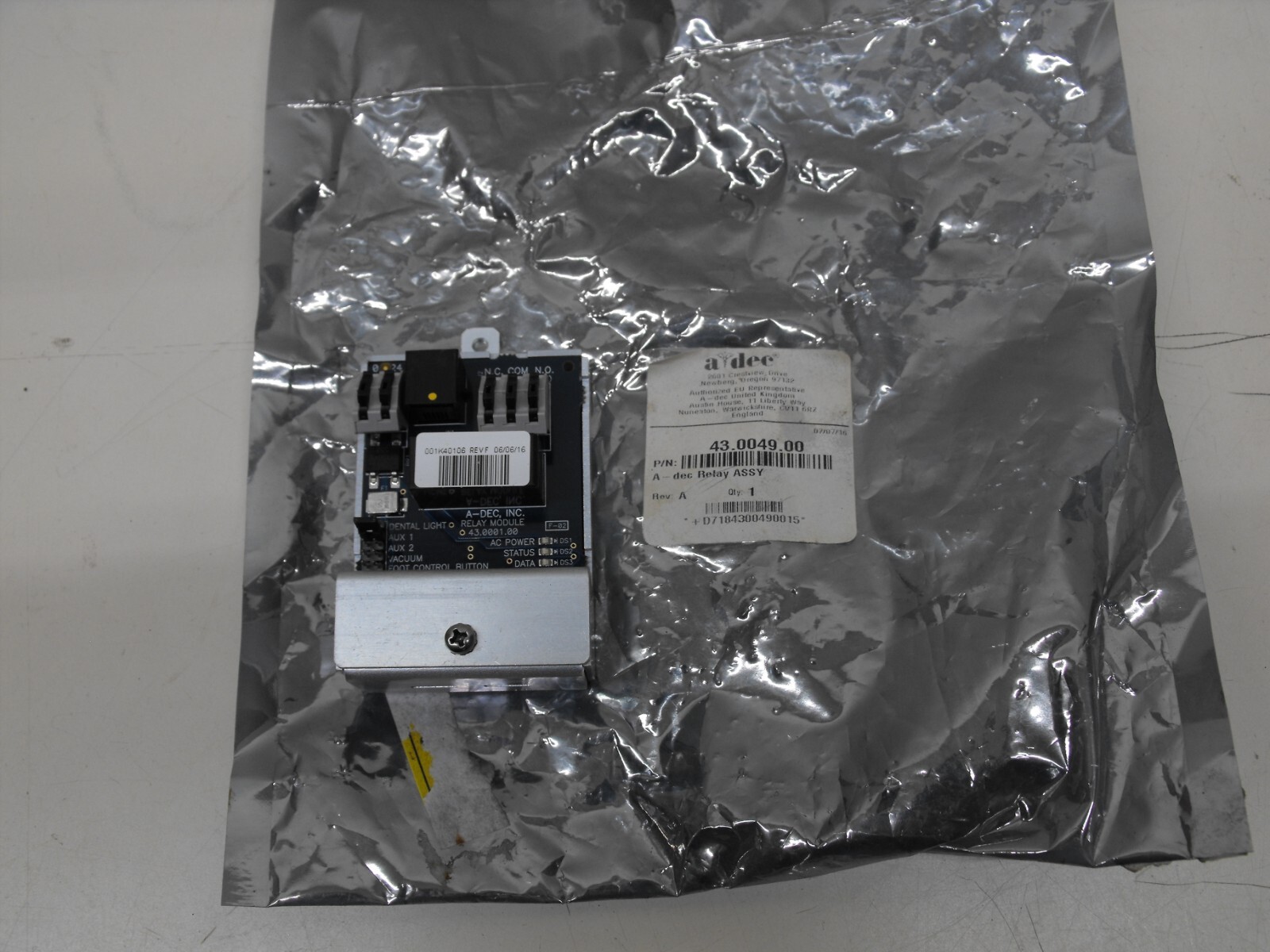 ADEC Relay Assembly Assy 43.0049.00 Replacement Part Dental Light ...