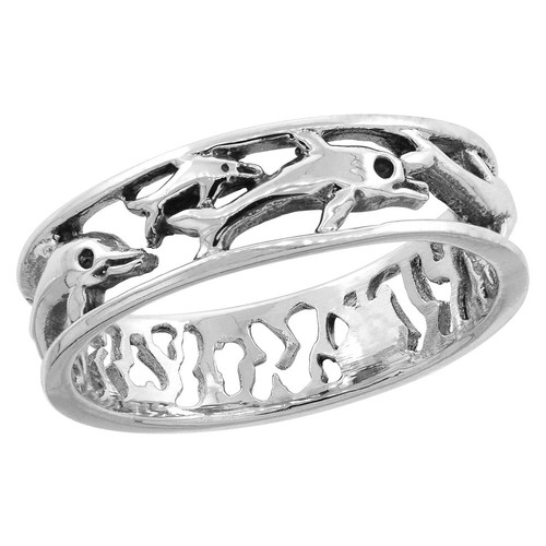 Sterling Silver Multi Dolphins Wedding Band Ring | eBay