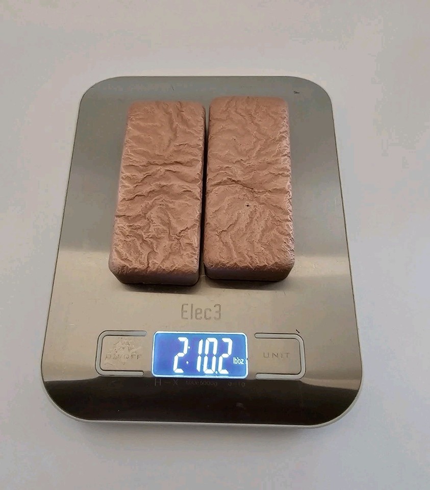 2 Medium Hand Poured Copper Brick Bread Loaf Bars 2 Lbs. 10 Oz. Ingot ...