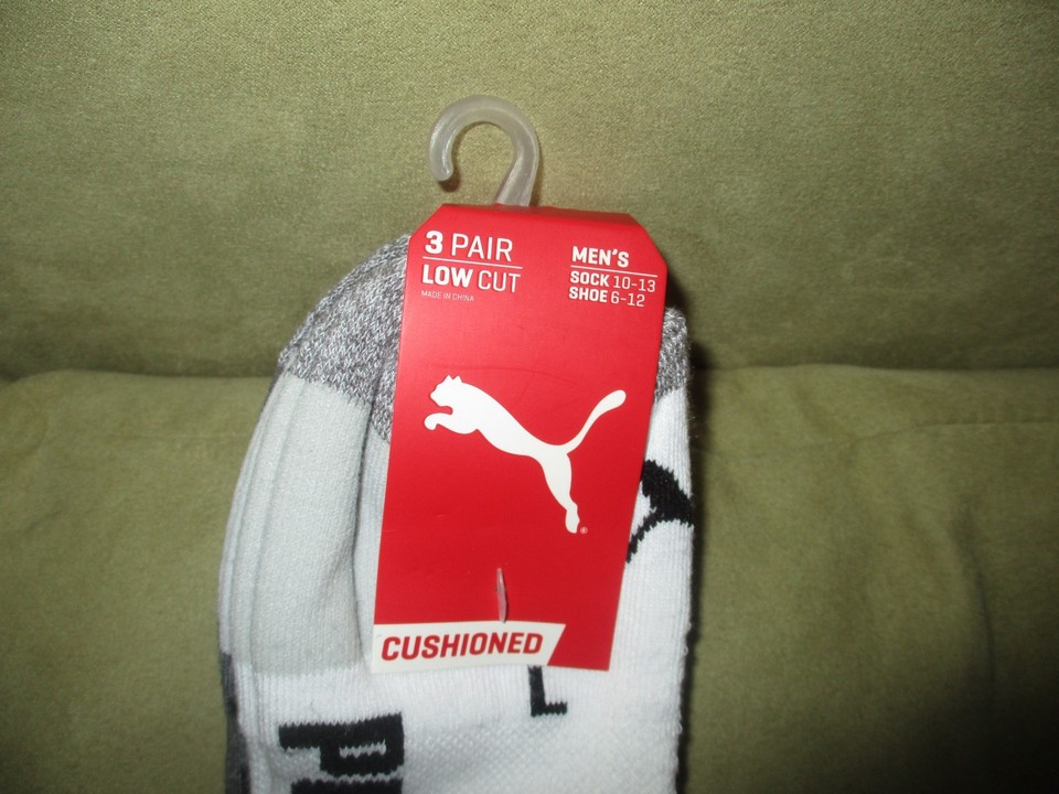 Puma Low Cut Cushioned Mens Socks 3 Pair NEW | eBay