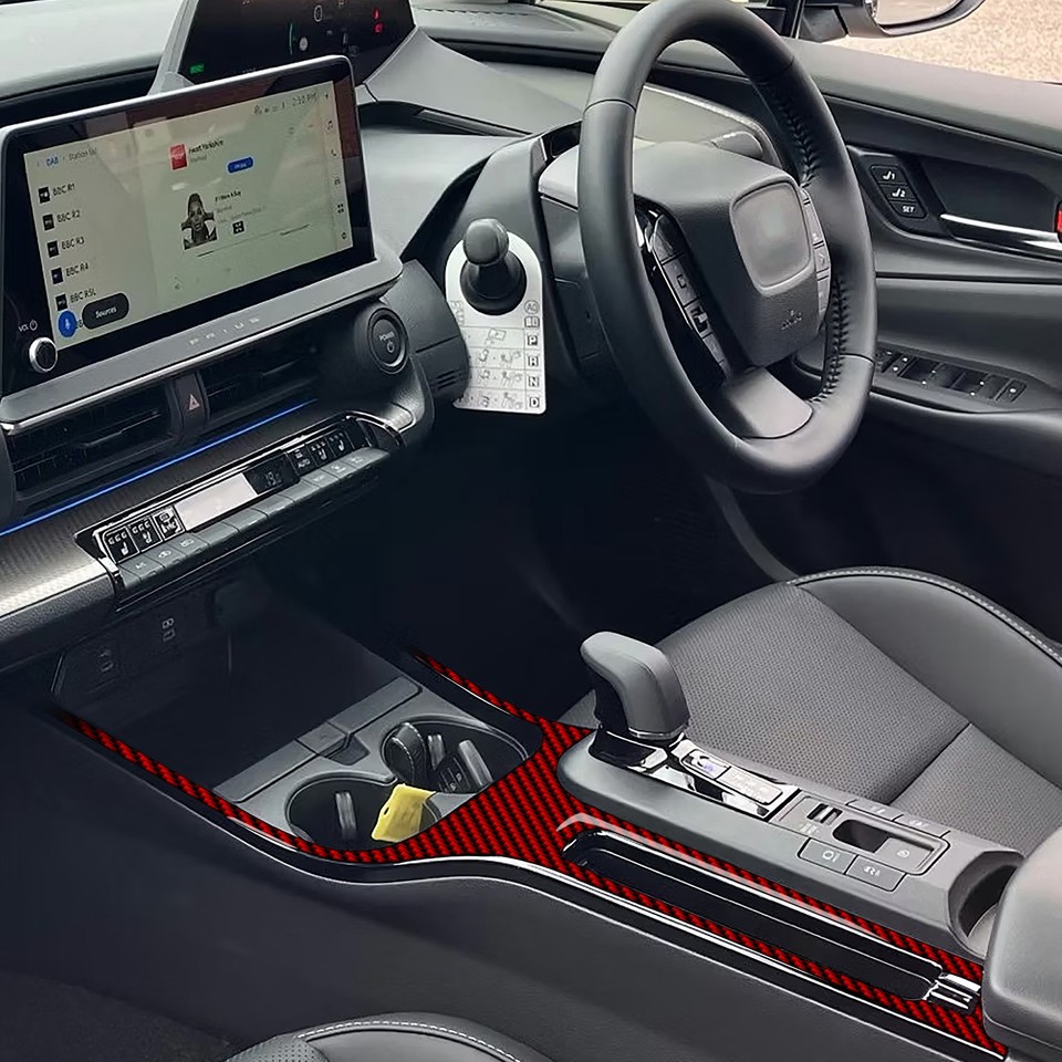 Red Carbon Fiber Gear Shift Outer Frame Stickers for Toyota Prius 2023 ...