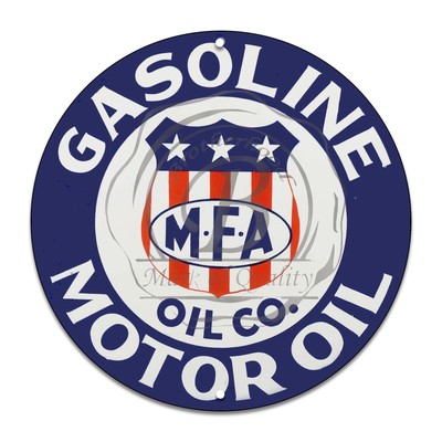 MFA Gasoline Motor Oil Company Design 12" Round Aluminum Sign | eBay