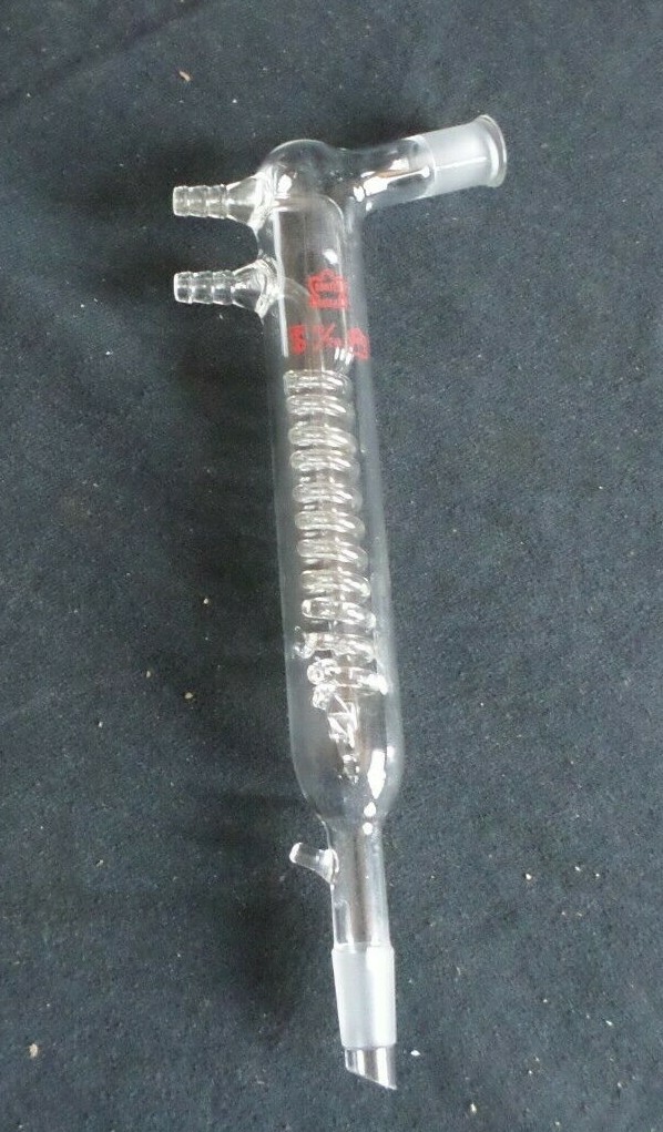 Kontes 75° Angle 14/20 Reflux Coil Condenser, 254mm OAL, 102mm Coil ...