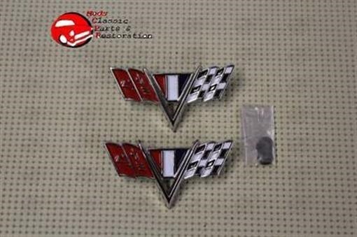 64-67 Chevy Impala Chevelle Nova Camaro Fender Emblem Flags GM ...
