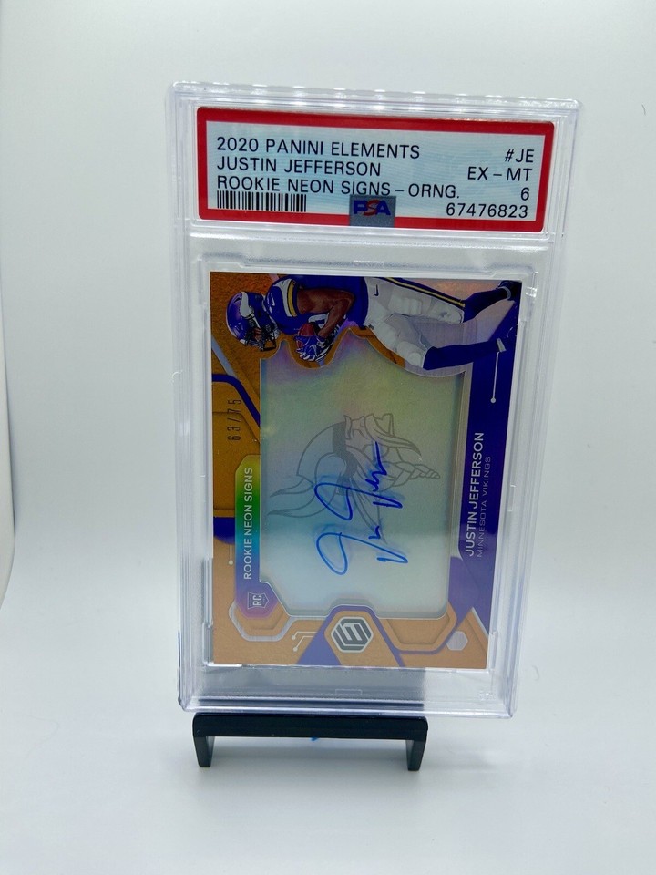 2020 Panini Elements Rookie Neon Signs Orange /75 Justin Jefferson Auto ...