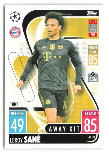 2021-22 Topps Match Attax Away Kits Leroy Sané #AK18 FC Bayern Munchen ...