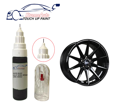 GLOSS BLACK ALLOY WHEEL TOUCH UP PEN REPAIR KIT PAINT WITH BRUSH ...