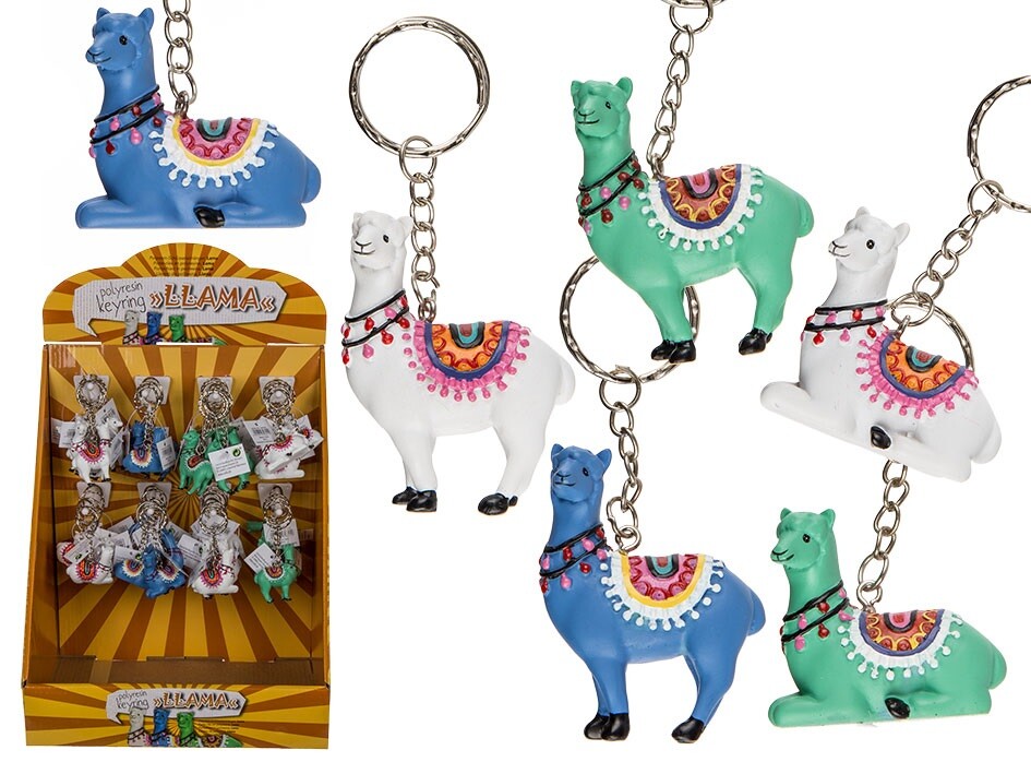 Llama Polyresin Keyring Key Chain Ring Toy / Gift 6cm 3 Colours Blue ...