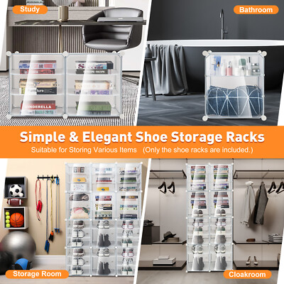 12 Tiers Shoe Rack Box Storage Organizer Cabinet Stackable For 36 Pairs ...