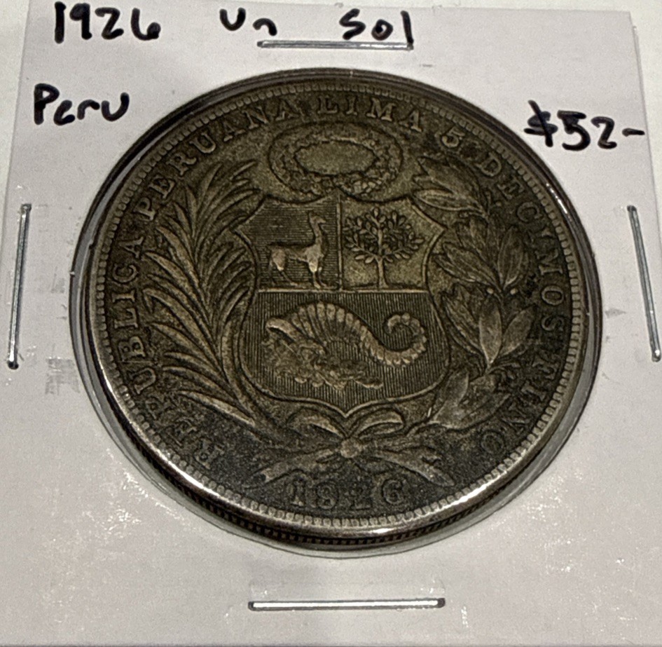 1926 Un Sol Peru Silver 1 Sol Coin - Crown Size | eBay