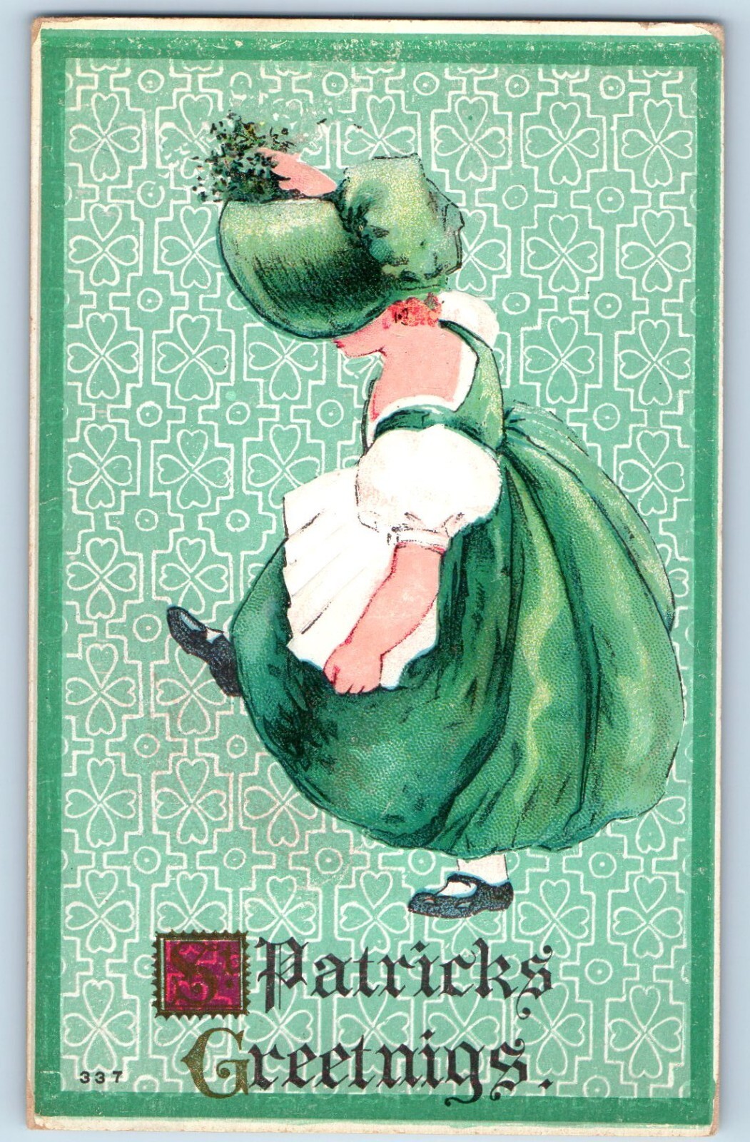 Buhl Minnesota MN Postcard St. Patrick's Day Greetings Girl Wearing ...