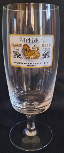 Vintage Singha Lager Stemmed Beer Glass, 8" Tall, Excellent Condition ...