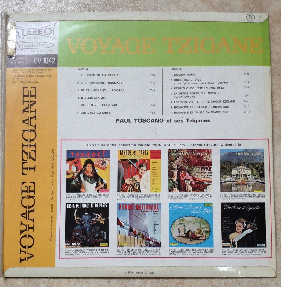 33 RPM Paul Toscano Gypsies Vinyl LP 12 Voyage Gypsy -souika Hora ...
