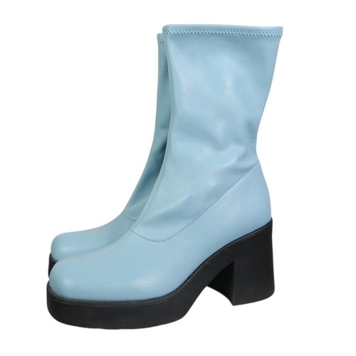 Steve Madden Klayton Light Blue Faux Leather Platform Boots 9 | eBay