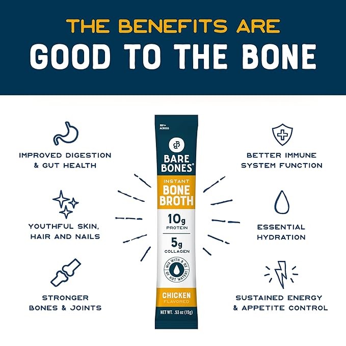 Bare Bones Instant Chicken Bone Broth Sticks, Rich Savory-8pack_NEW ...
