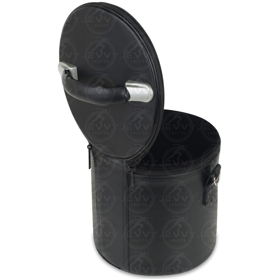 Plain Black Fez Hat Case Faux Leather with Strap | Velvet Lined Storage ...