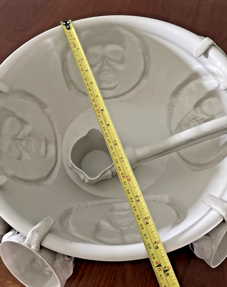 Easter Unlimited VTG Halloween Skeleton Skull Punch Bowl/Ladle 8 Cups ...