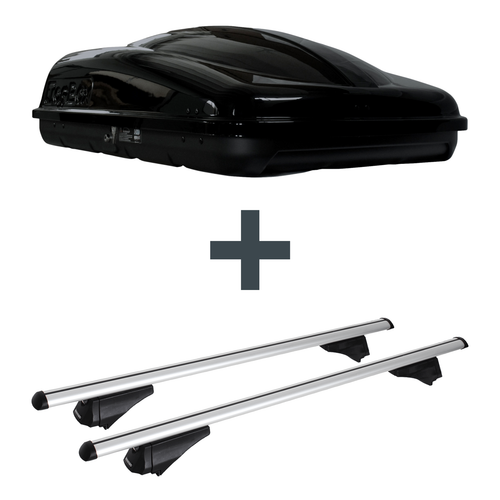 Dachbox LEVUP TopBox 350 + Dachträger Menabo Tiger für Audi Q5 Typ FYB ...