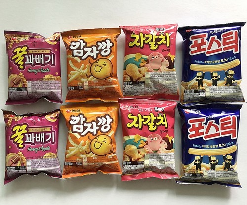 Korean Nongshim Mini Snack 8Packs Honey Twist Gamjakkang Jagalchi ...