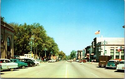 Postcard IN Main Street Lincoln Ave Goshen Coca Cola Store Signs Old ...