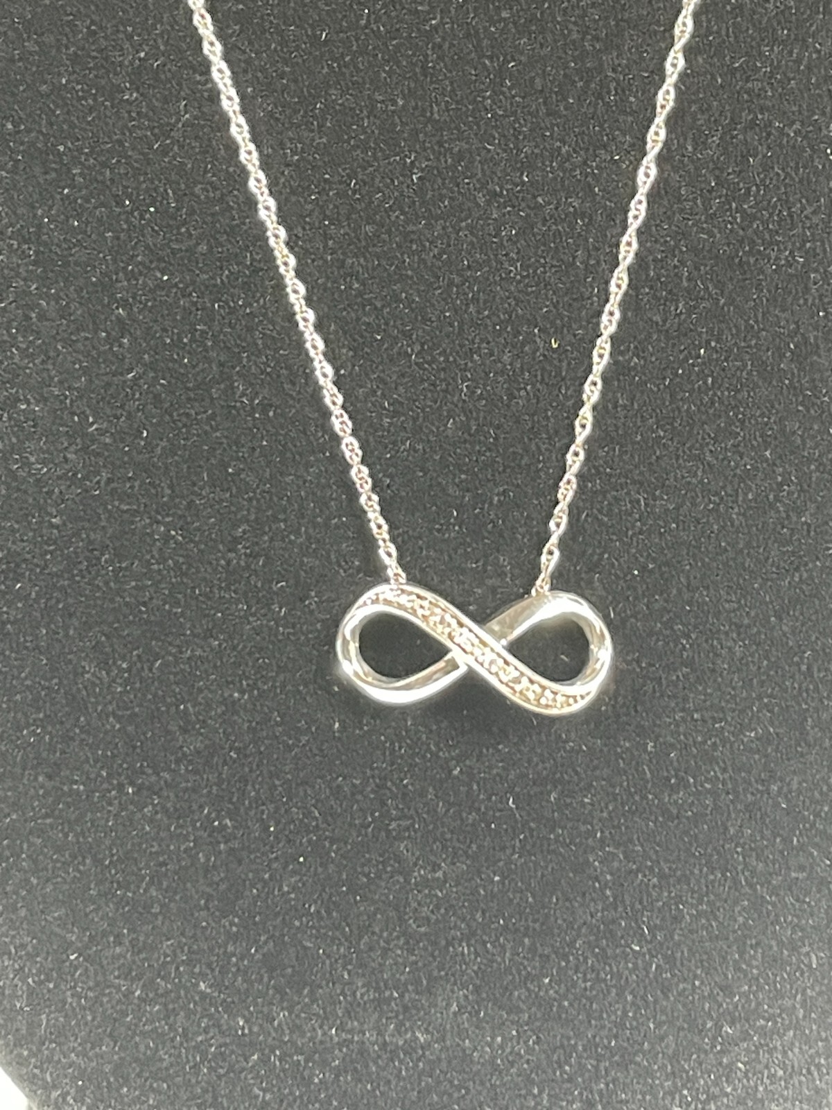 Infinity Symbol Diamond Chips Sterling Silver 925 Nec… - Gem